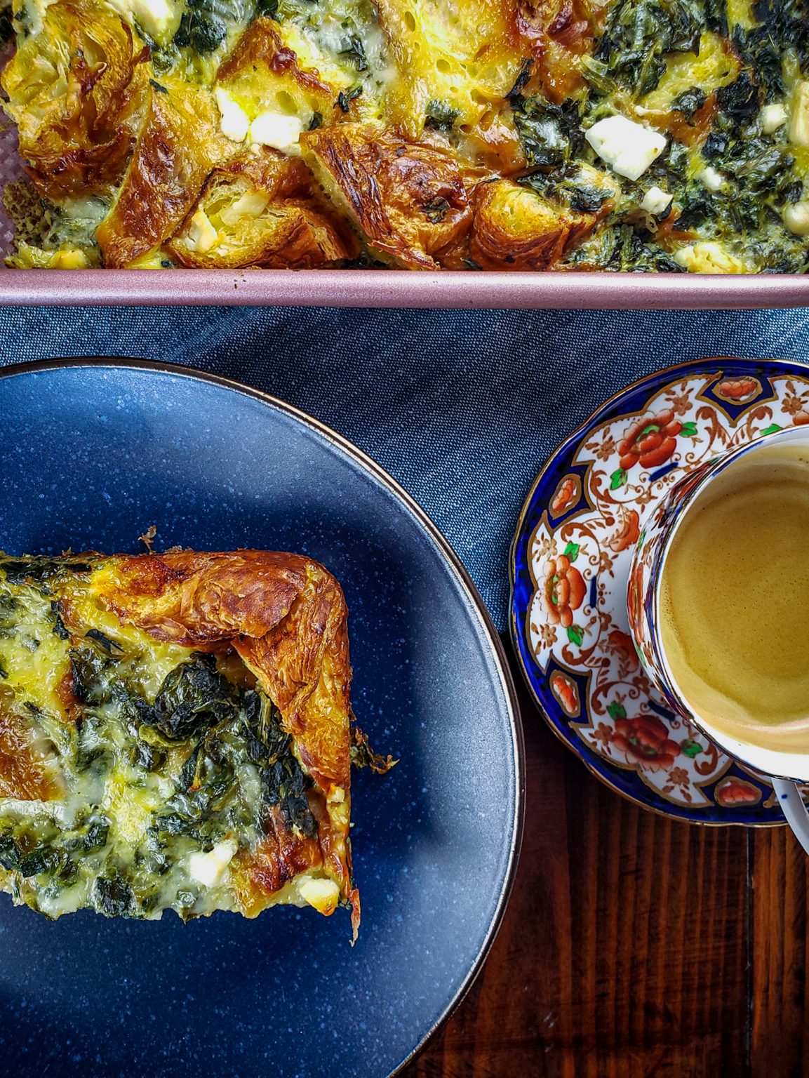 Croissant Strata with Spinach, Feta and Gruyere | Salt Sugar Spice
