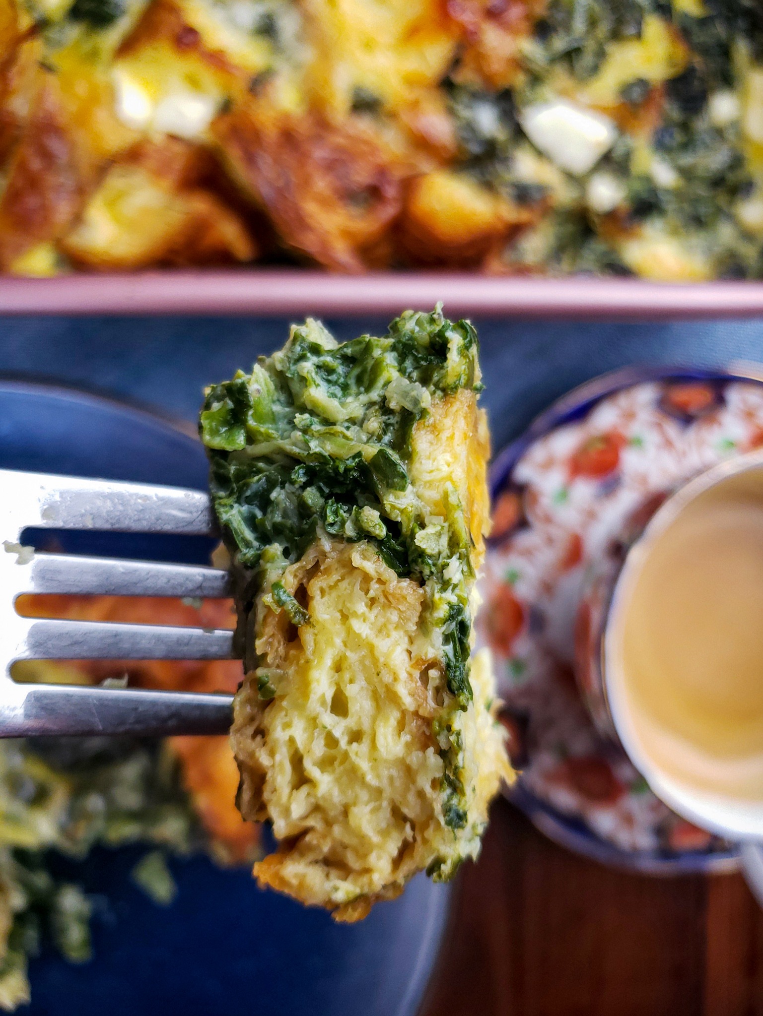 Croissant Strata with Spinach, Feta and Gruyere | Salt Sugar Spice