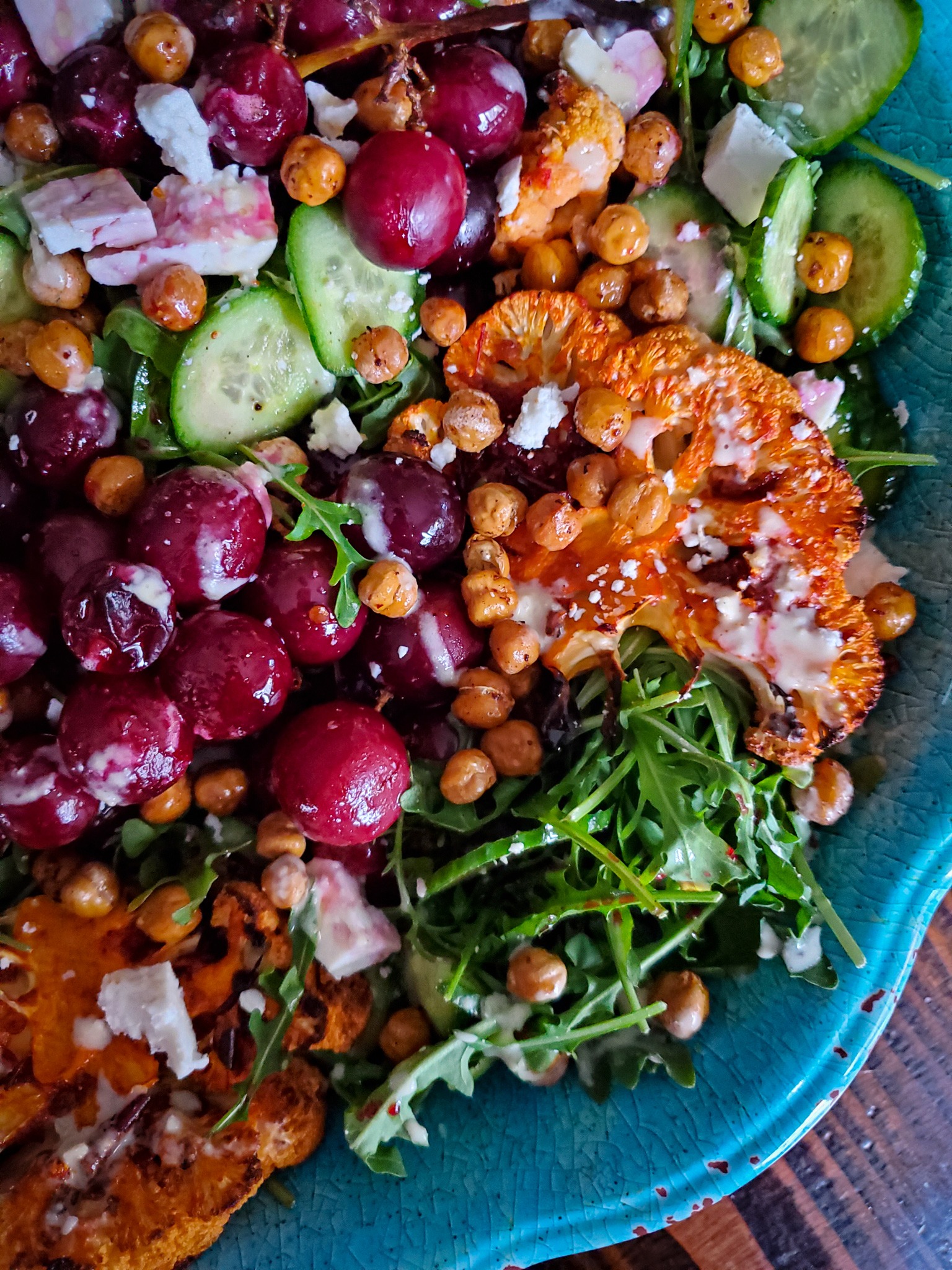Middle Eastern Salad with Roasted Grapes, Harissa Cauliflower and ...