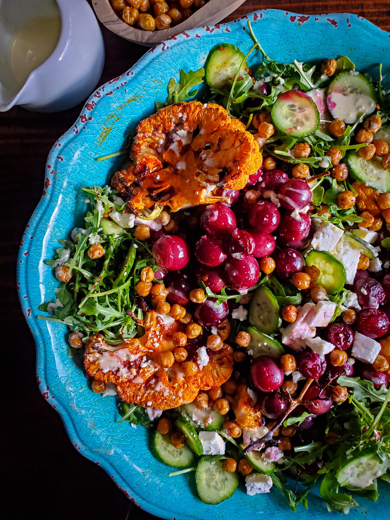 Middle Eastern Salad with Roasted Grapes, Harissa Cauliflower and ...