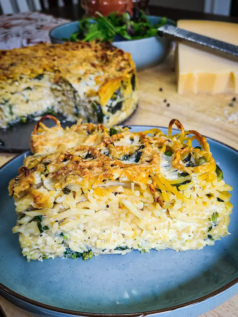 Baked Spaghetti Frittata Pie with Broccoli Rabe and Pecorino